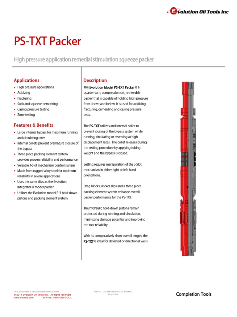 PS TXT Packer Technical Datasheet | PDF | Mechanical Engineering | Nature