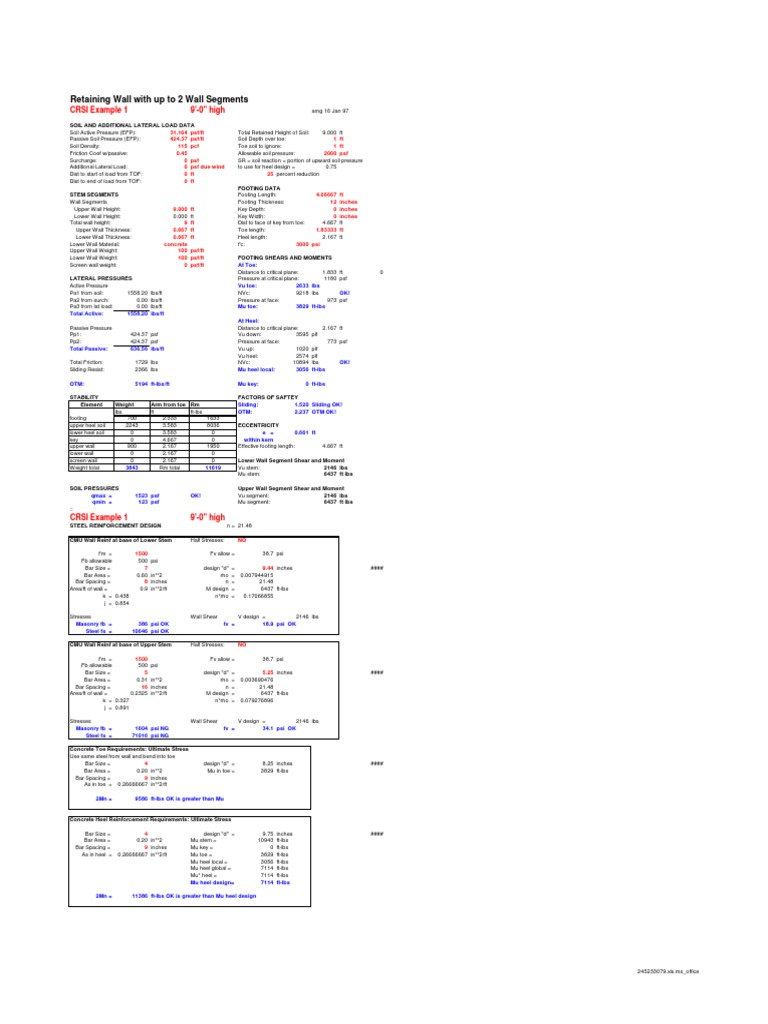 CRSI Ret Wall | PDF | Pressure | Building Engineering