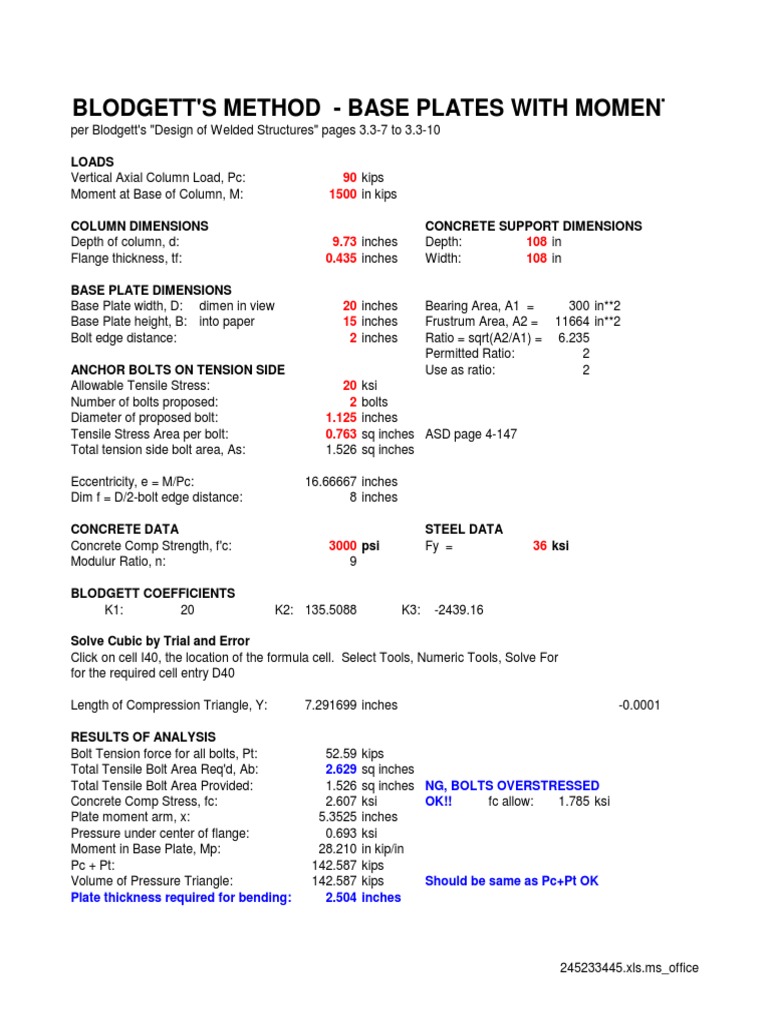 Blodgett Base Plate Analysis | PDF | Column | Stress (Mechanics)