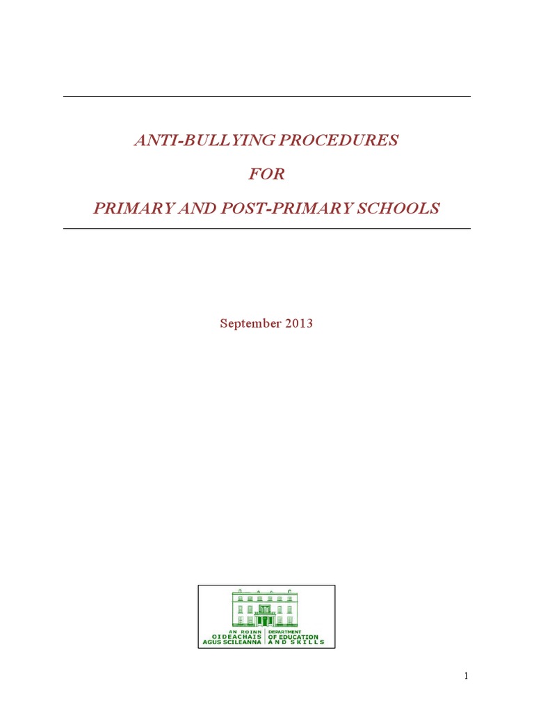 Anti Bullying Procedures For Primary and Post Primary Schools | PDF ...