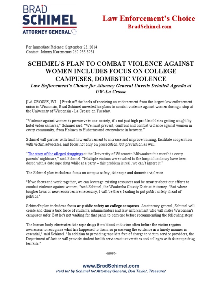 Brad Schimel's Plan To Combat Violence Against Women | PDF