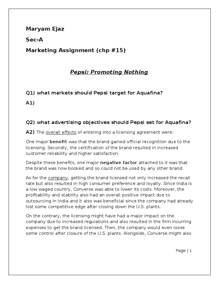 Maryam Ejaz Sec-A Marketing Assignment (CHP #15) | PDF | Brand | Nike