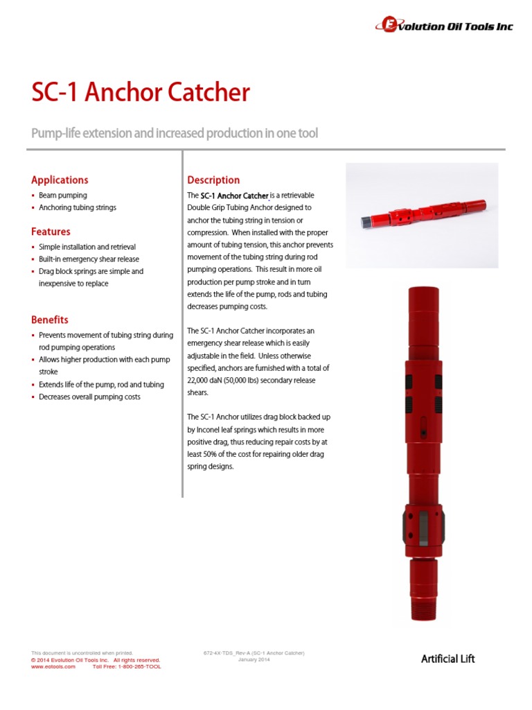SC 1 Anchor Catcher Technical Datasheet | Anchor | Pump | Free 30-day ...