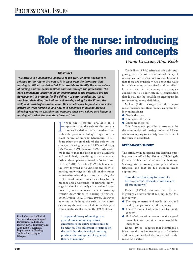Role of The Nurse | PDF | Nursing | Conceptual Model