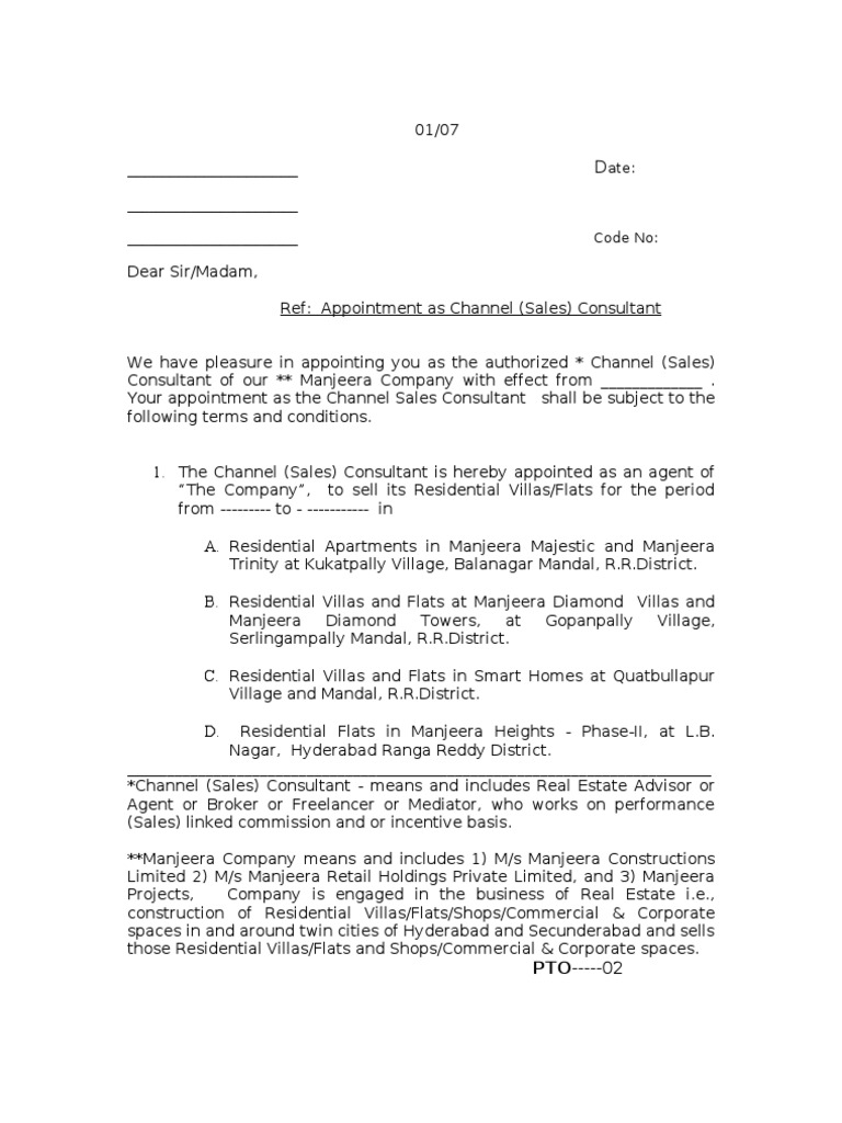 Channel Sales Consultant Appointment Letter | PDF | Income Tax In India ...
