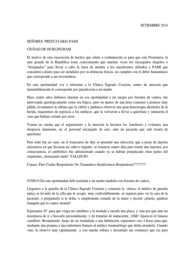 Carta Pami | PDF | Enfermería | Medicina CLINICA