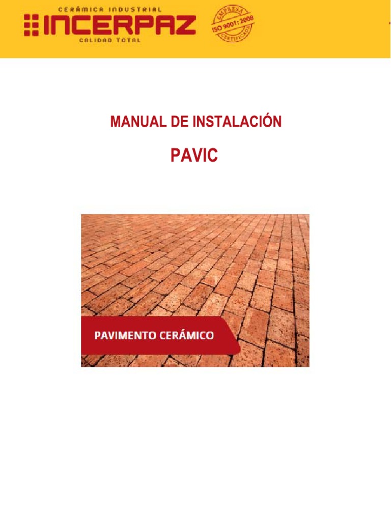 Instalación de Adoquines Pavic Incerpaz | PDF | Cerámica | Aluminio