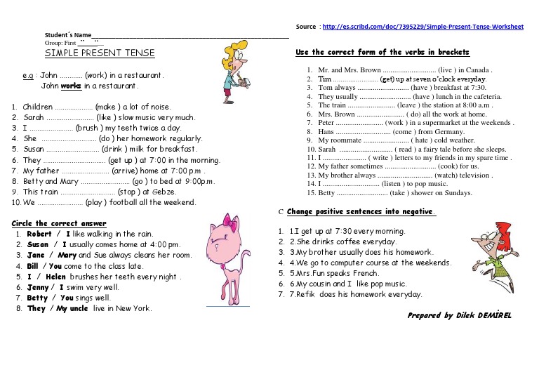 Simple Present Tense Exercises | PDF