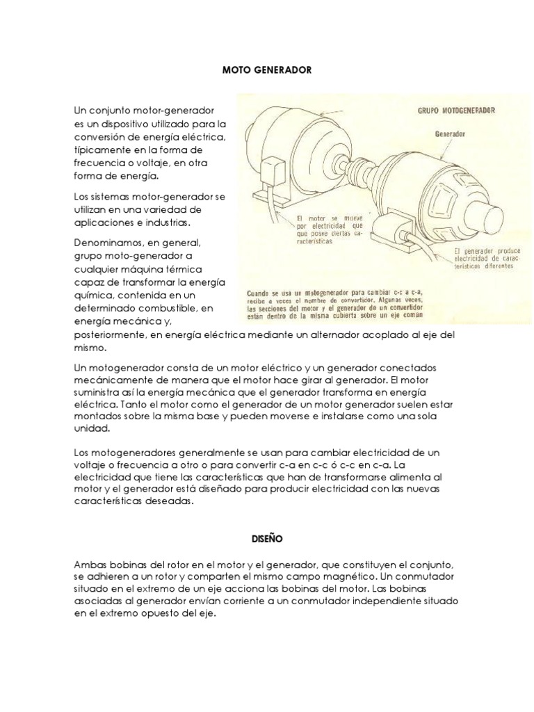 Moto Generador | PDF | Generador eléctrico | Corriente eléctrica