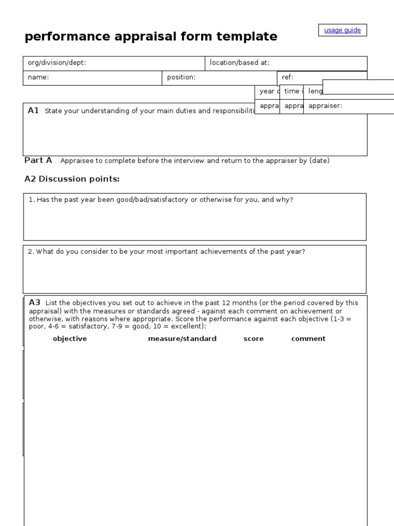 Appraisal Form Template | PDF | Business