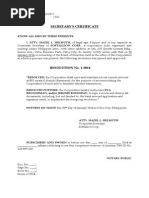 BDO Secretary's Certificate | PDF | Banks | Securities (Finance)