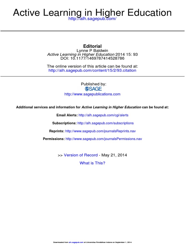 Active Learning in Higher Education 2014 Baldwin 93 100 | PDF ...