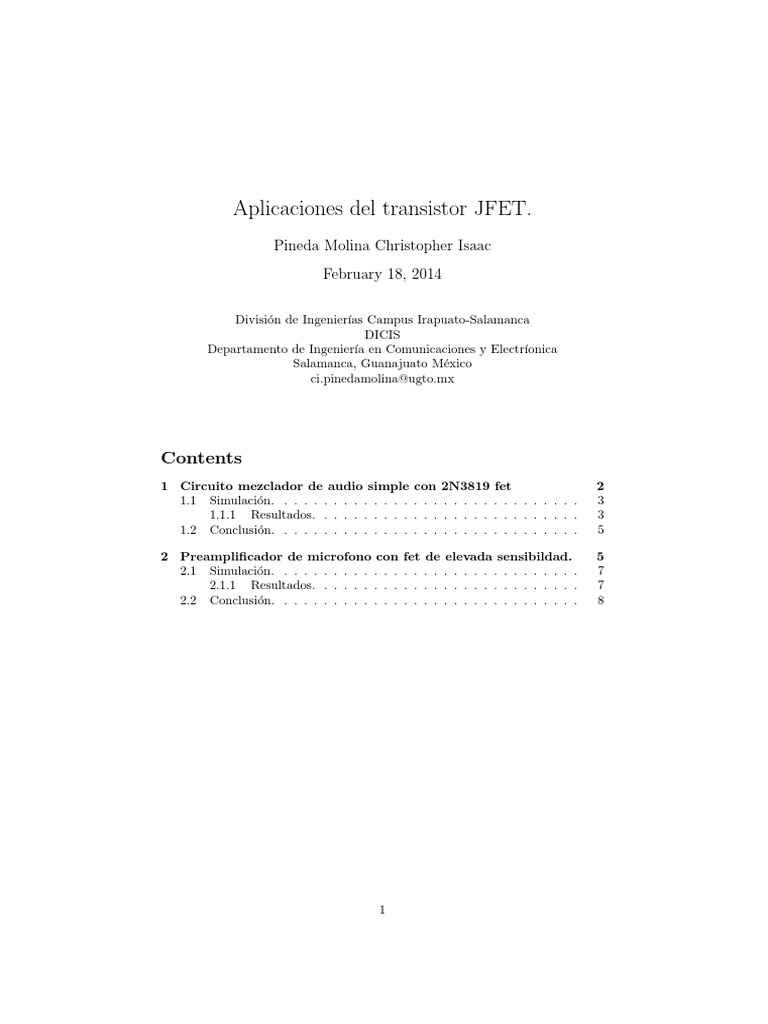 Aplicaciones Del JFET | PDF | Condensador | Transistor