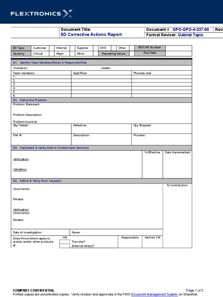 8D Corrective Actions Report | PDF