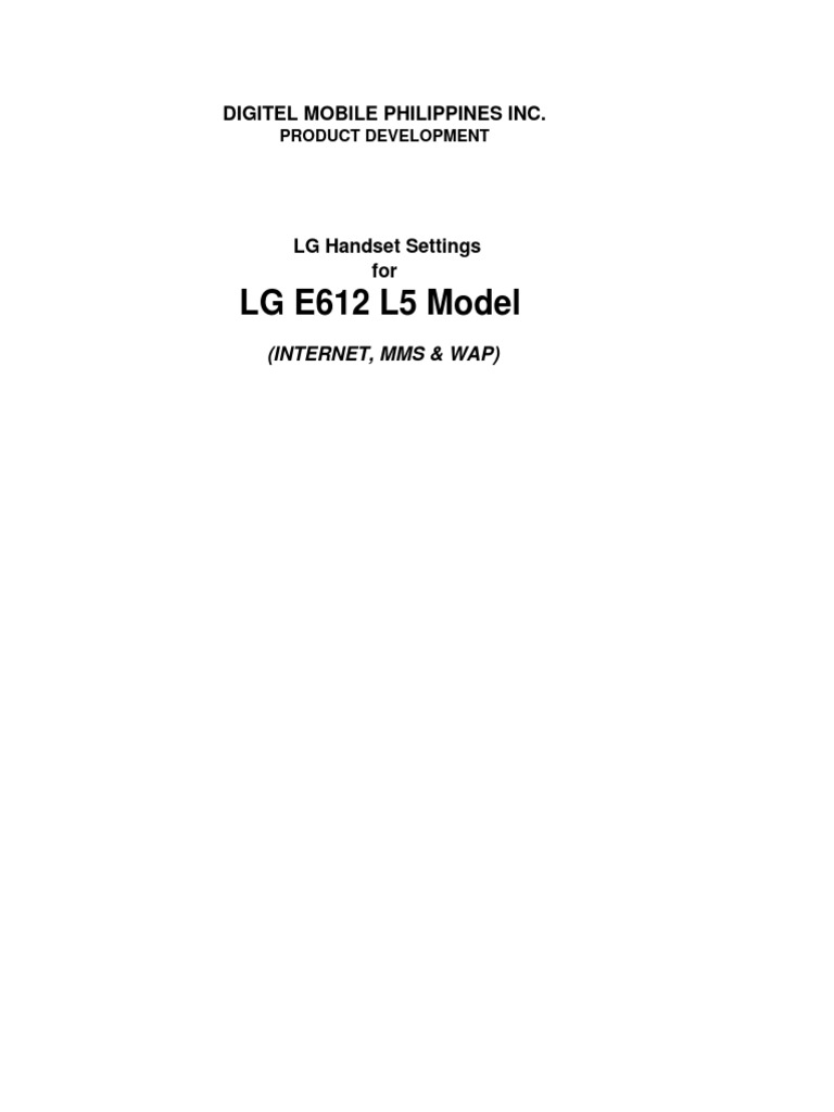 LG E612 Setup for Digitel Users | PDF