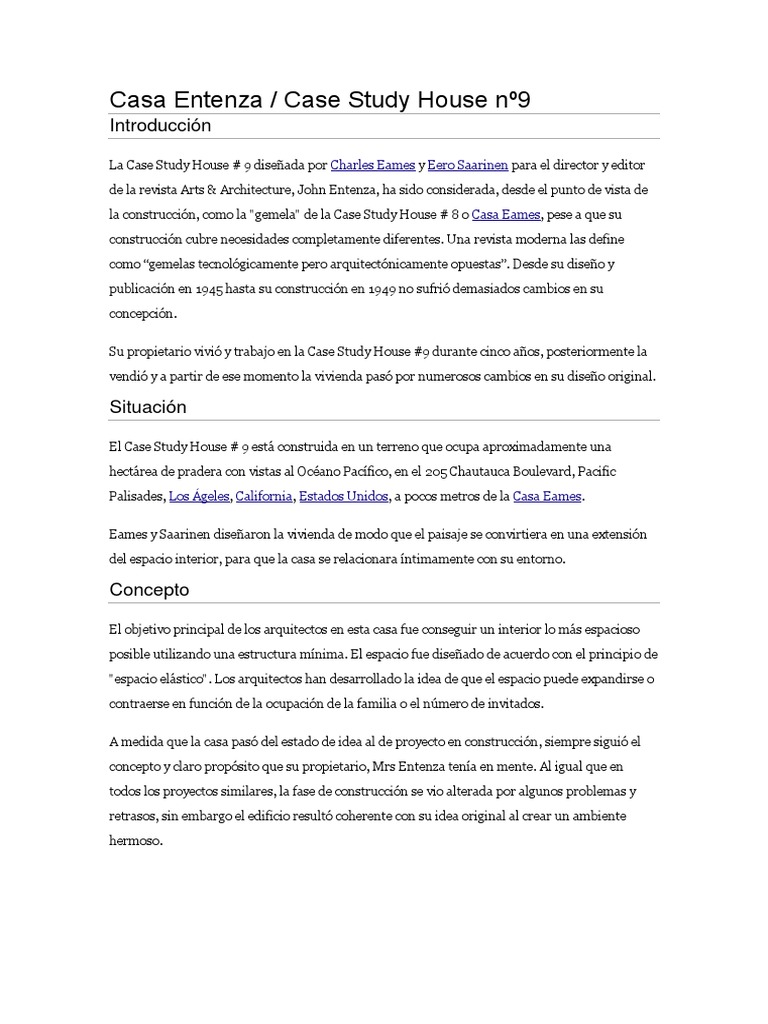 Casa Entenza Case Study 09 | PDF | Espacio | Arquitecto