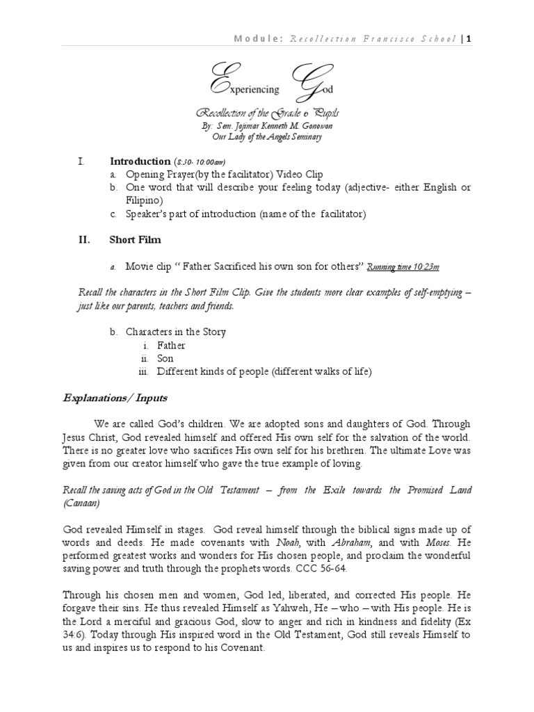 Recollection of The Grade 6 Pupils: Introduction ( | PDF | Abraham | God