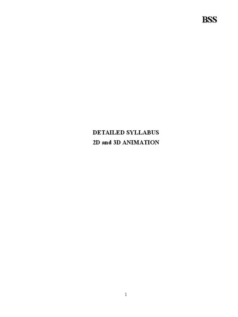 Detailed Syllabus 2D and 3D Animation | Download Free PDF | Animation ...