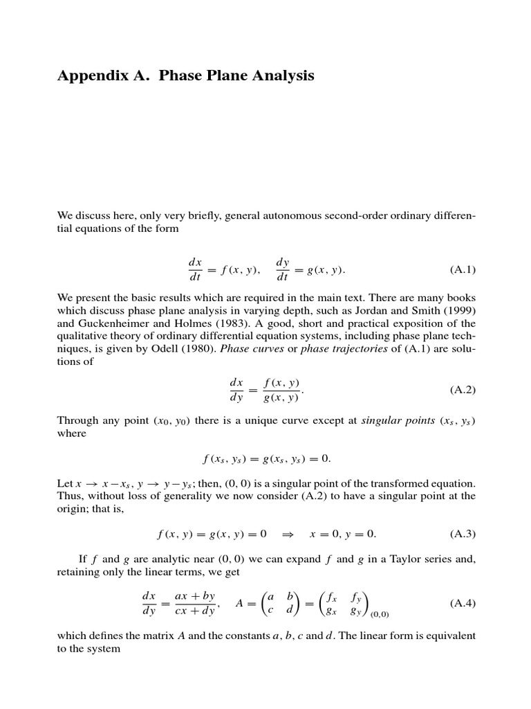 Phase Plane Analysis | PDF | Stability Theory | Eigenvalues And Eigenvectors