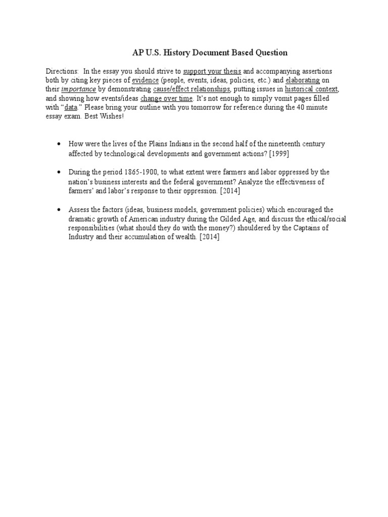 AP U.S. History Document Based Question | PDF