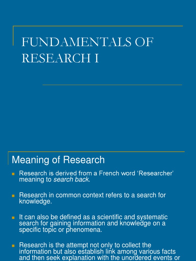 Fundamentals of Research | PDF | Theory | Knowledge