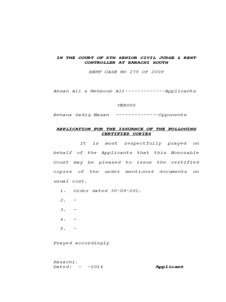 Certified Copies Request in Rent Case | PDF
