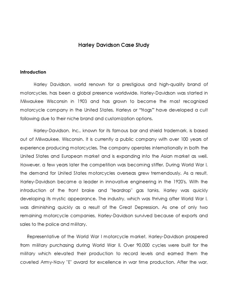 Case Study - Harley Davidson | PDF | Harley Davidson | Motorcycle