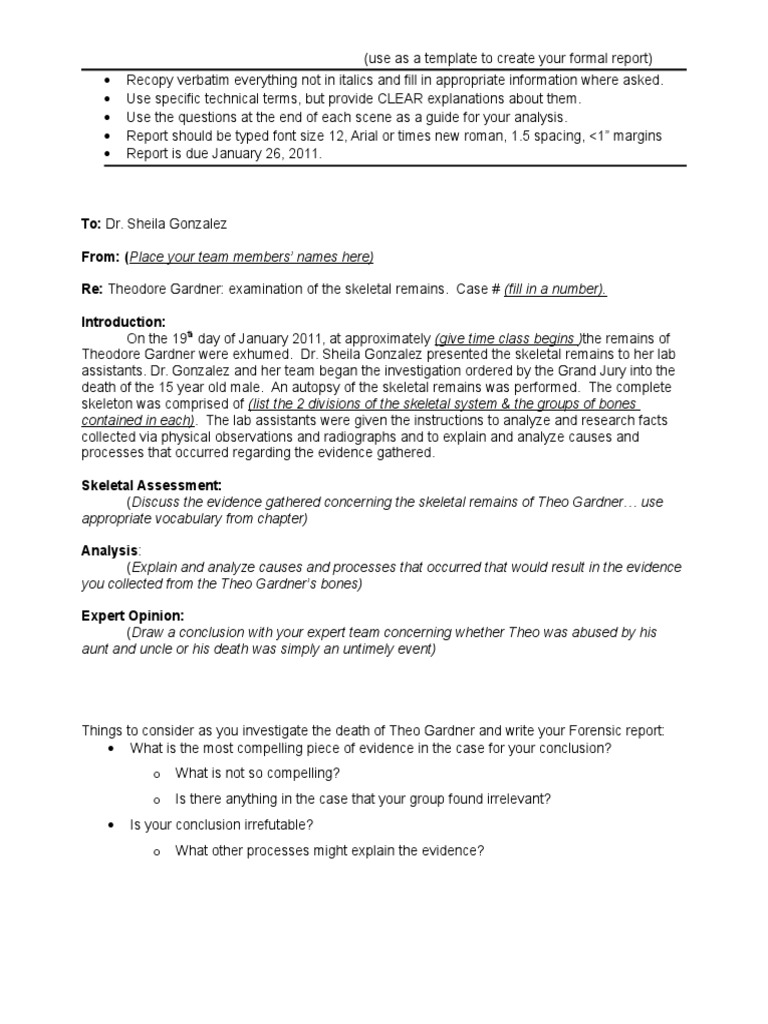 A Bone To Pick Formal Forensic Report | PDF | Science & Mathematics