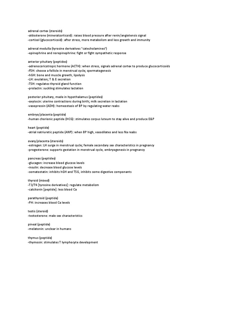 Hormones and Their Functions Guide | PDF