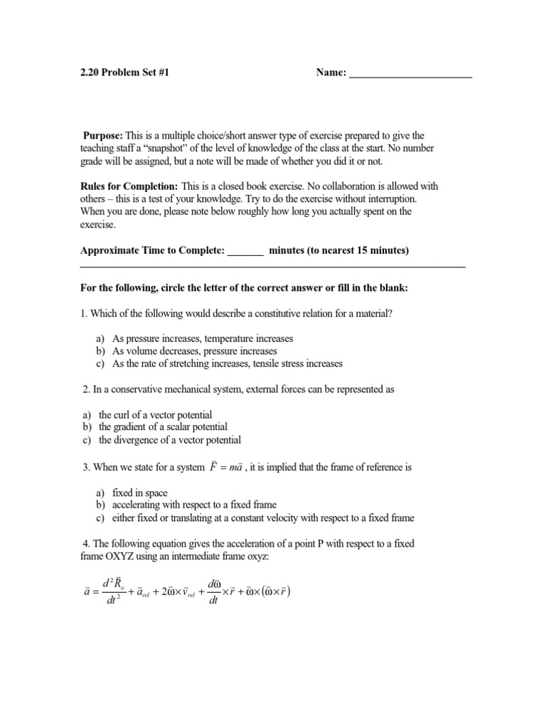 Ps 1 | PDF | Rotation Around A Fixed Axis | Fluid Dynamics