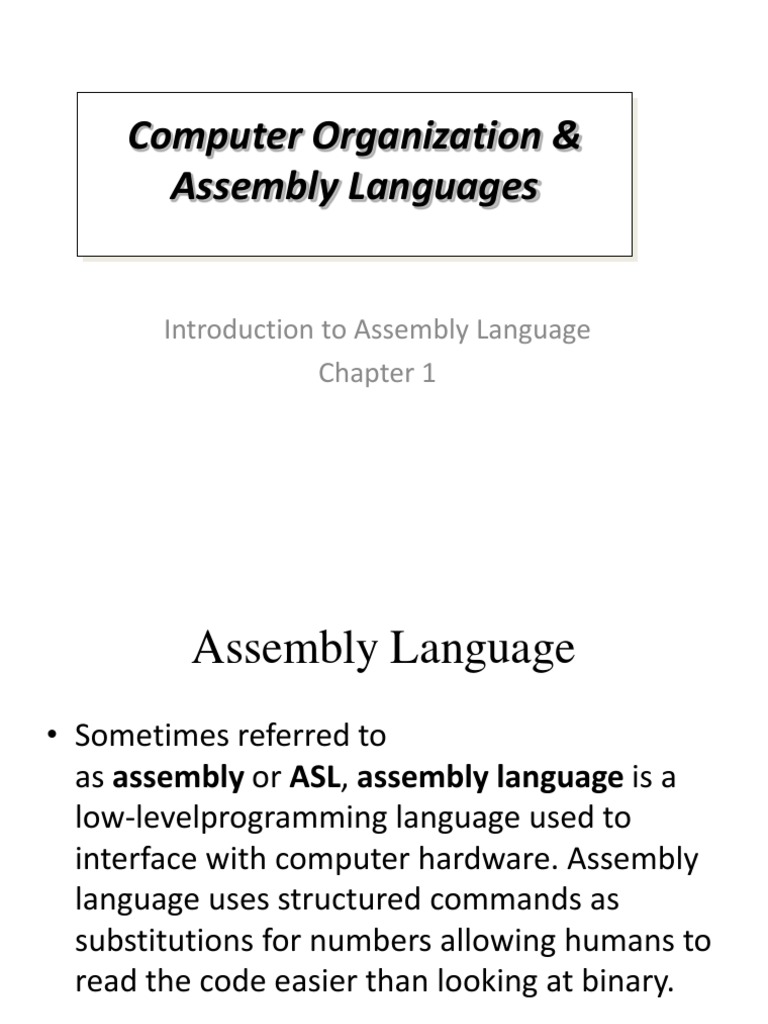 Introduction To Assembly Language (Chapter 1) | PDF | Assembly Language ...