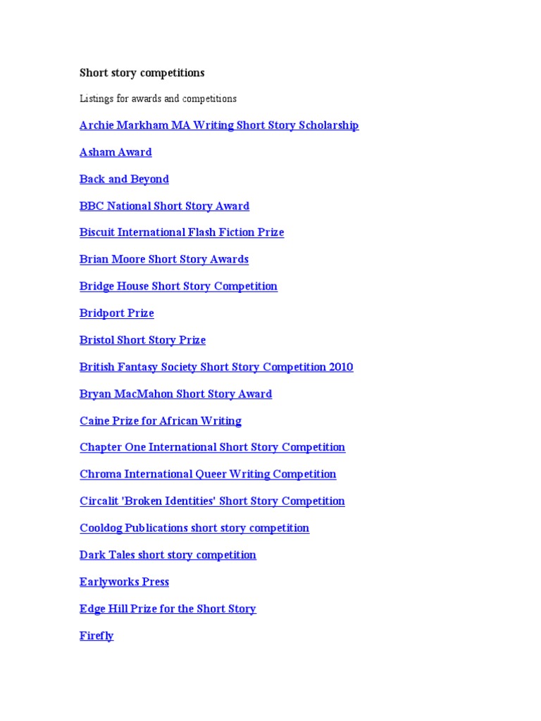 Short Story Competitions | PDF