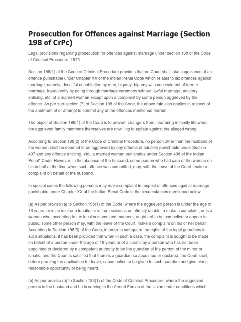 Prosecution For Offences Against Marriage | PDF | Criminal Procedure In ...