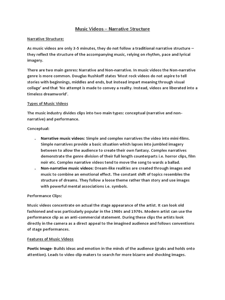 Narrative Structure of Music Videos | PDF | Narrative | Genre
