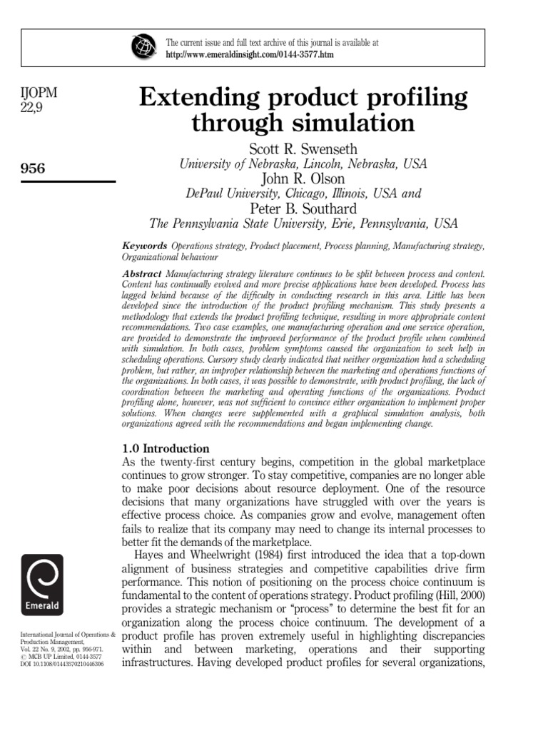 Product Profiling | Download Free PDF | Simulation | Strategic Management