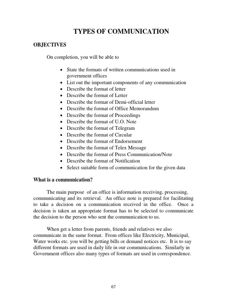 Types of Communication: Objectives | Download Free PDF | Telegraphy ...