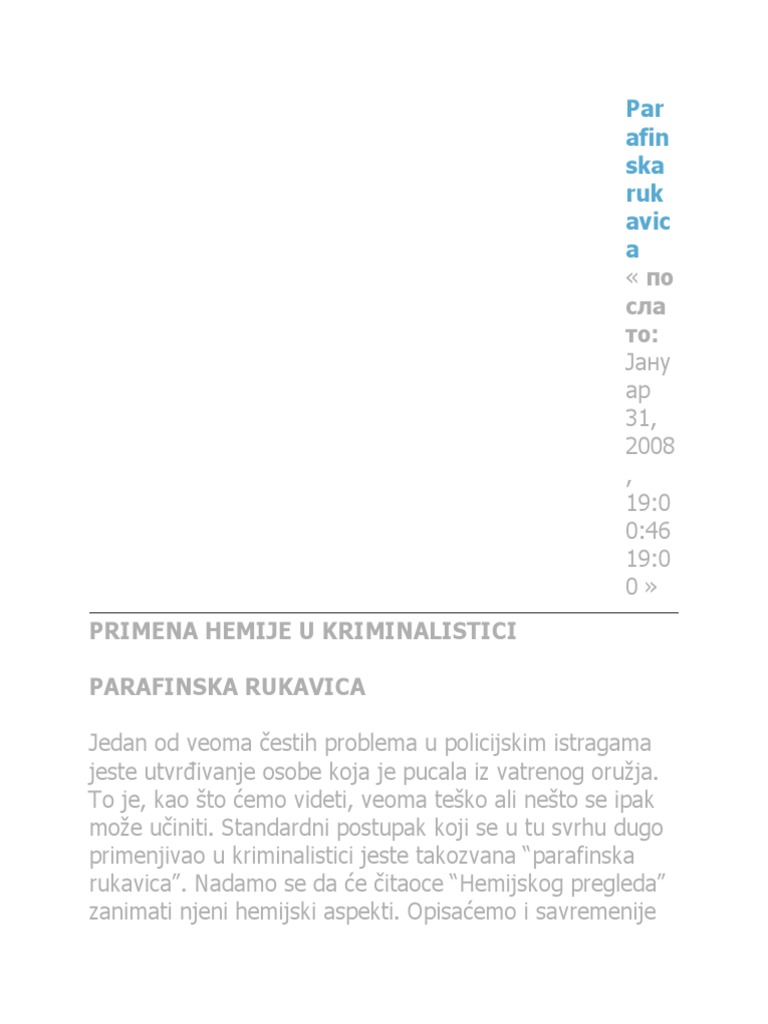 Parafinska Rukavica | PDF