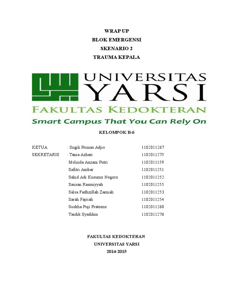 Wrap Up Trauma Kepala Fixxx | PDF | Kajian Bahasa Asing