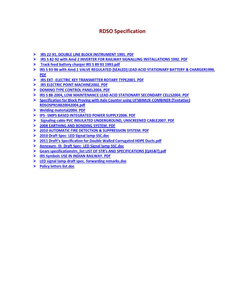 RDSO Specification | PDF | Electricity | Electrical Engineering