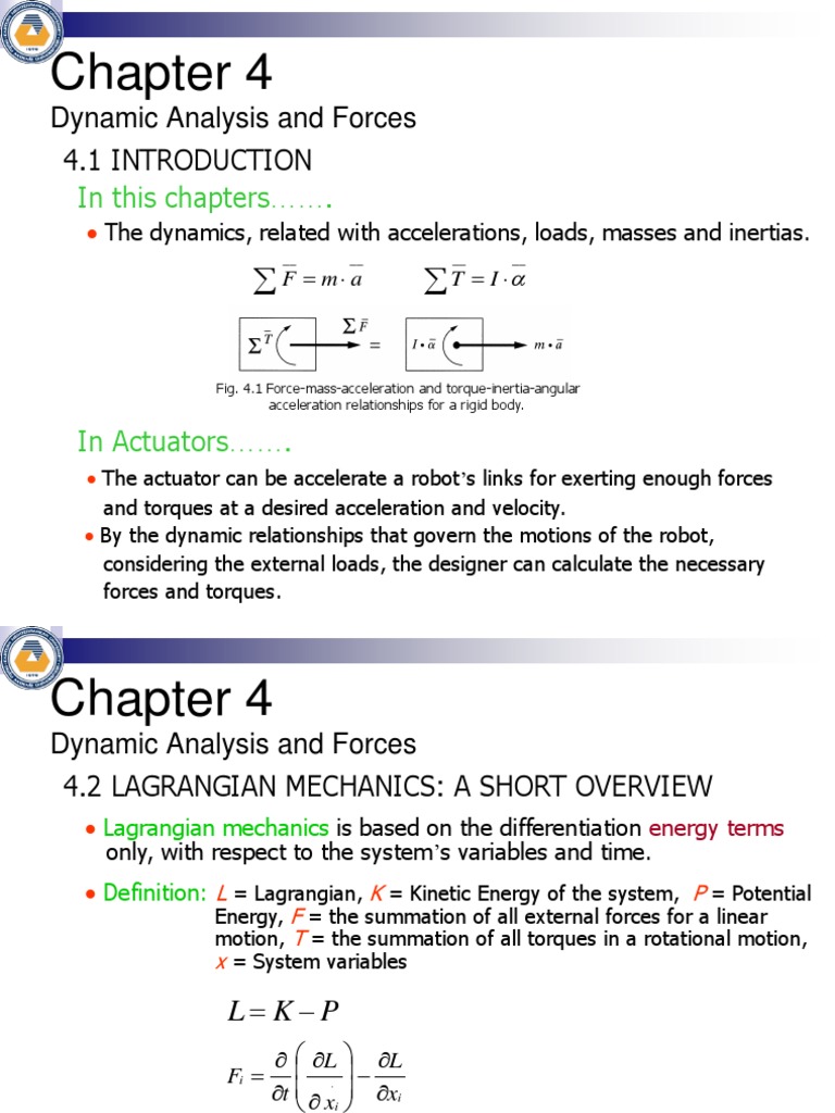 Chapter 4 - Dynamic Analysis | PDF | Lagrangian Mechanics | Force