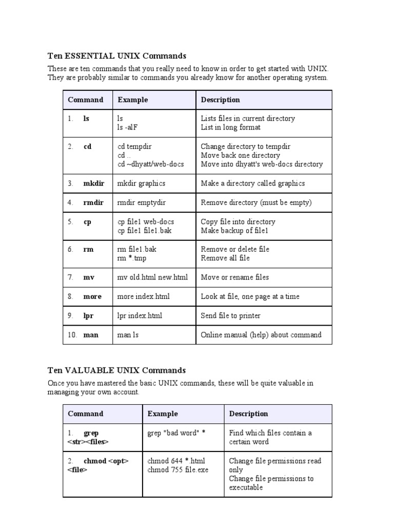 Essential Unix Commands Pdf Cursor User Interface Computer File