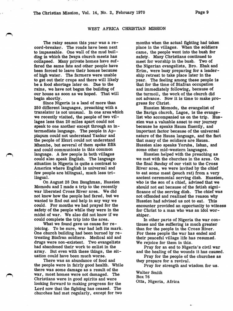 Baughman Don Marianne 1970 Nigeria | PDF | Radio | Religion And Belief