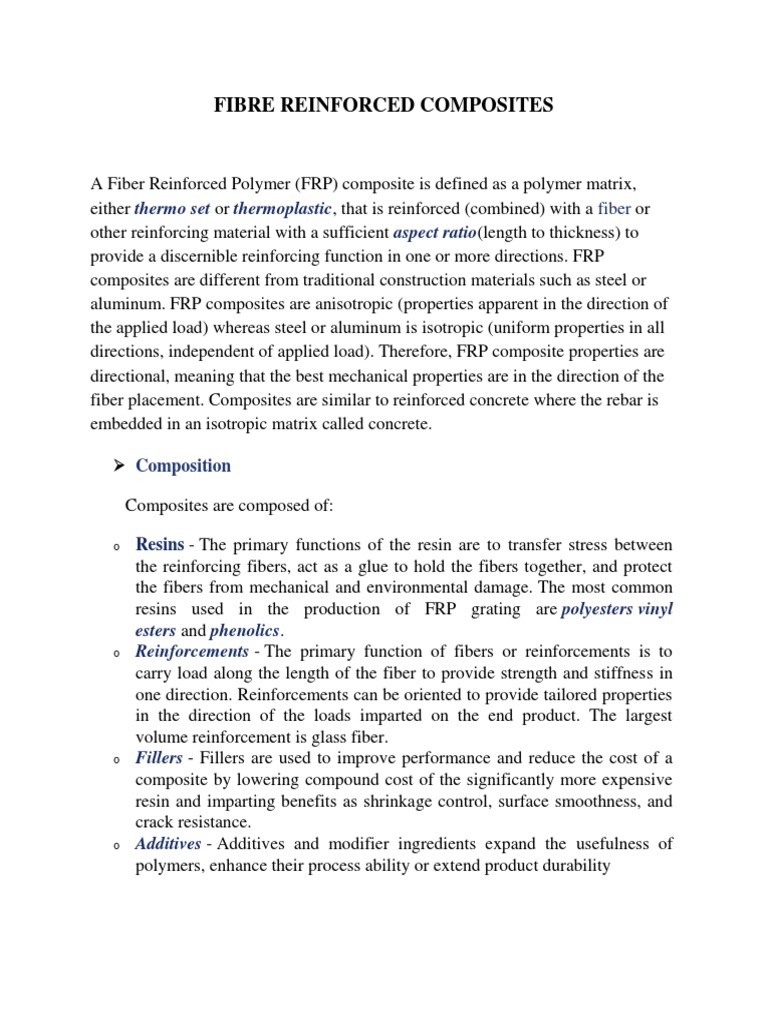 Fibre Reinforced Composites | PDF | Composite Material | Fibers