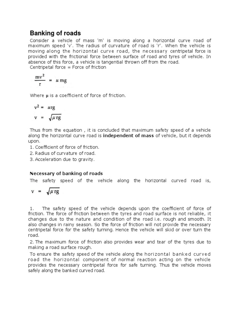Banking of Roads | PDF | Acceleration | Temporal Rates