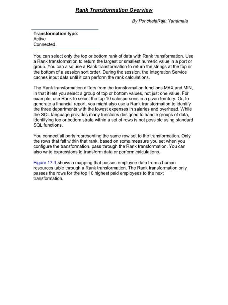 Rank Transformation Overview | PDF