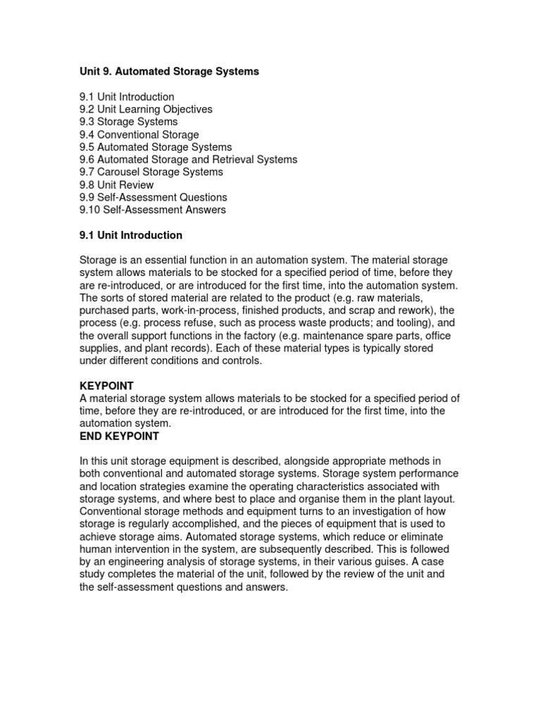 Automated Storage Systems | PDF