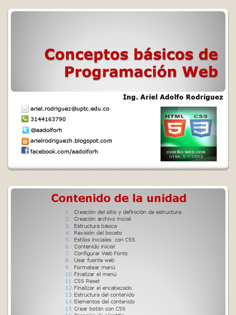 Conceptos Basicos Prog Web - Introduccion A HTML y CSS | PDF | HTML ...