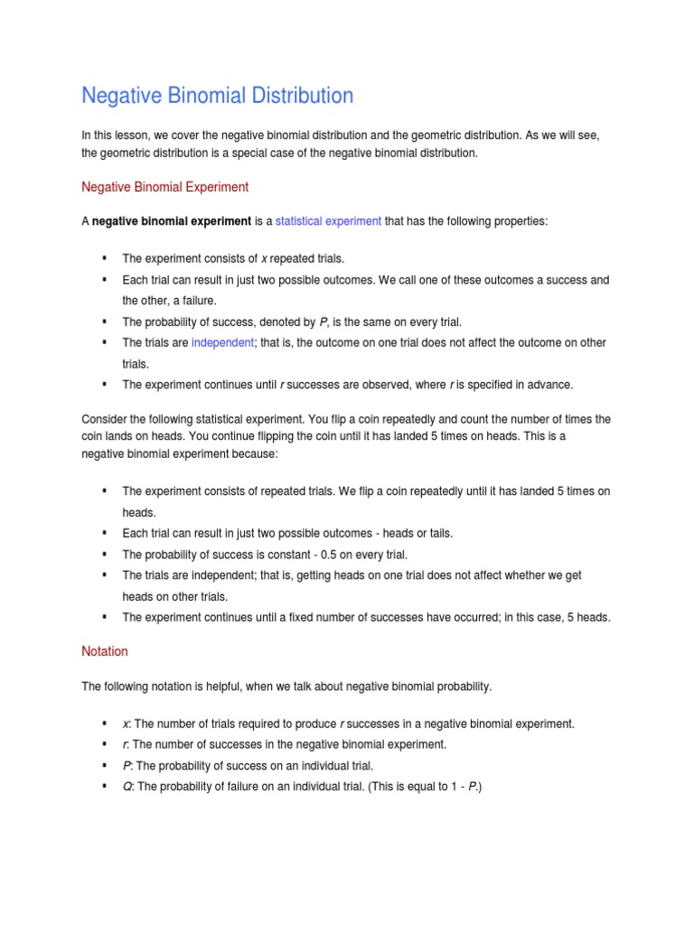Negative Binomial Distribution | PDF