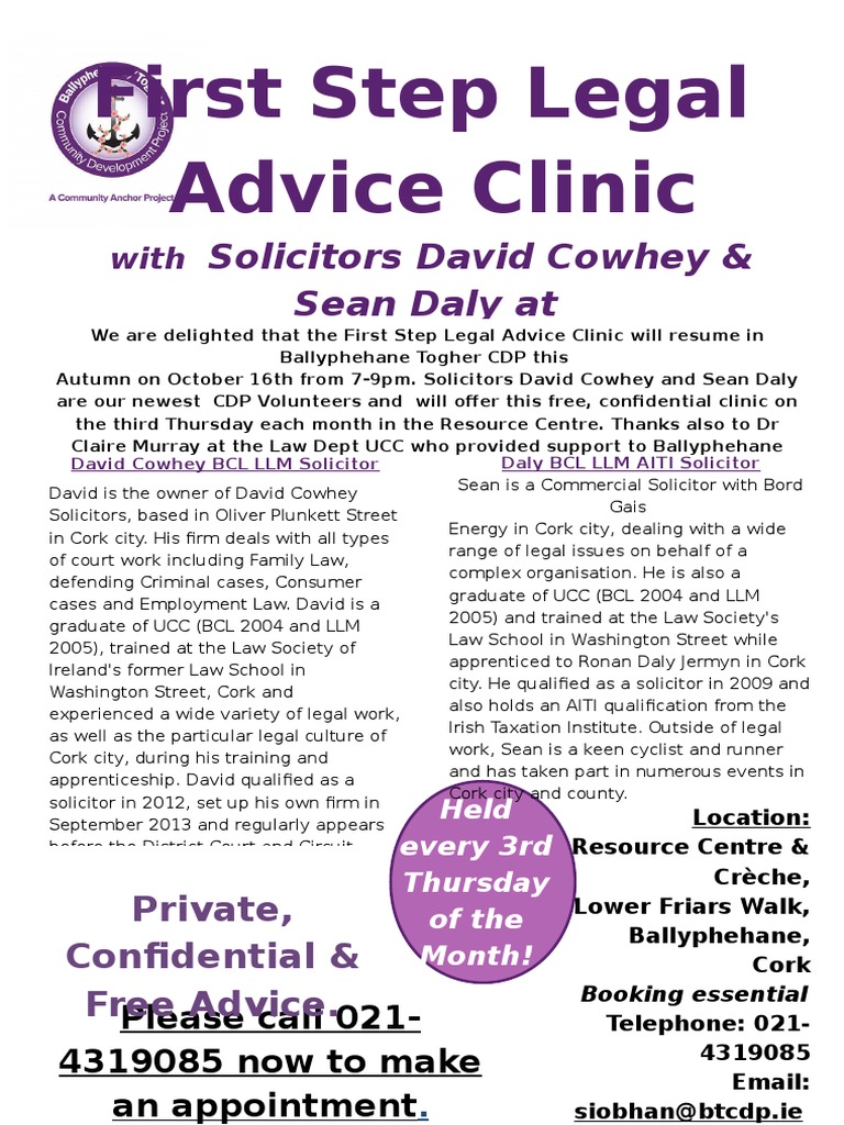 Free Legal Advice Clinic in Cork | PDF | Ethical Principles | Practice ...