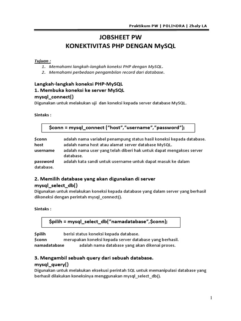 Prak - 6 Jobsheet PHP Mysql | PDF
